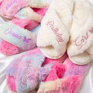 Personalized Fluffy Slippers: Custom Kids Spa Slippers - Etsy