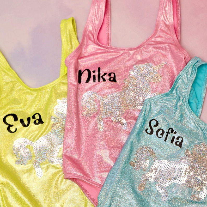 Personalized Sequin Unicorn Swimsuit: Girls Custom Swimwear - Etsy