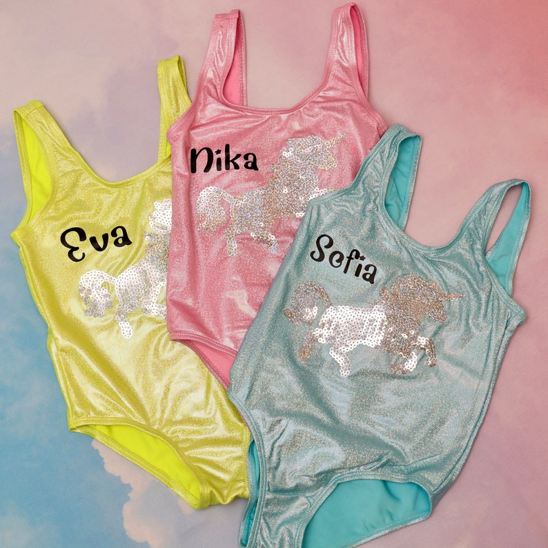 Personalized Sequin Unicorn Swimsuit: Girls Custom Swimwear - Etsy