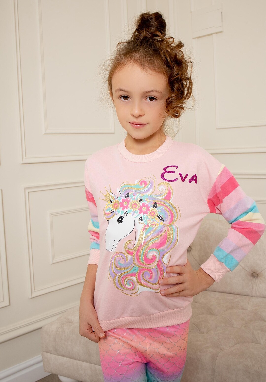 Unicorn 2 Pcs Kids Set, Kids Personalized Sequin Unicorn Set, Unicorn ...