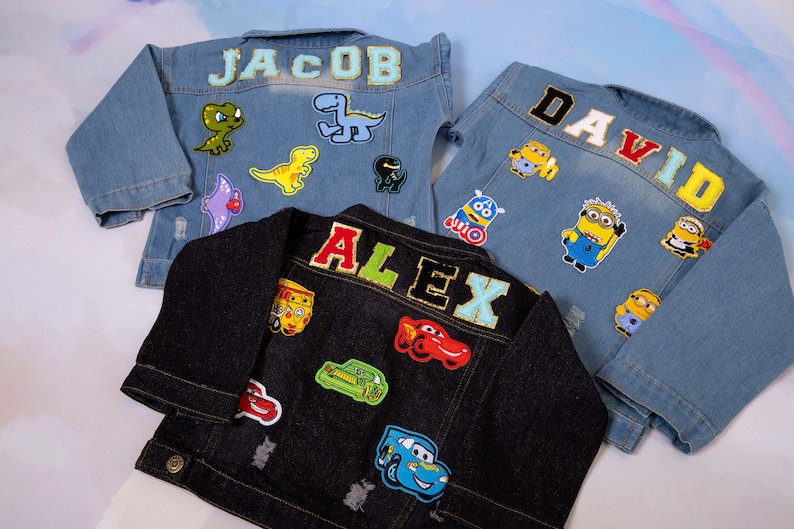 Personalized Boys Denim Jacket: Custom Chenille Patch Kid's Jean Jacket ...