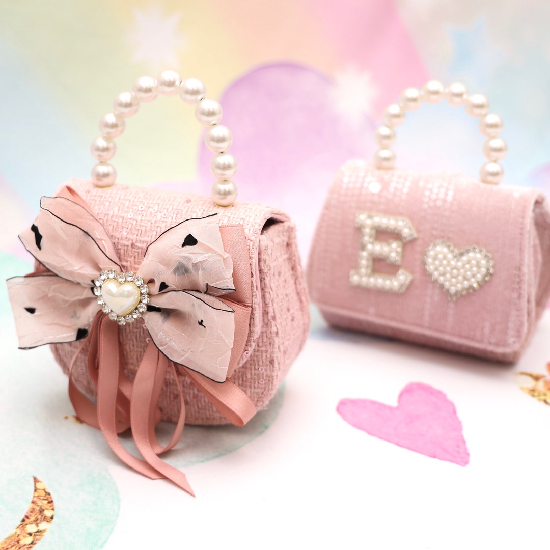Personalized Little Girl Purse: Pink Pearl Handle Bow Bag - Etsy