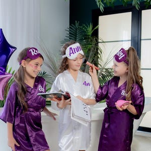 Personalized Satin Kids Robe: Custom Spa Party, Flower Girl Gift - Etsy