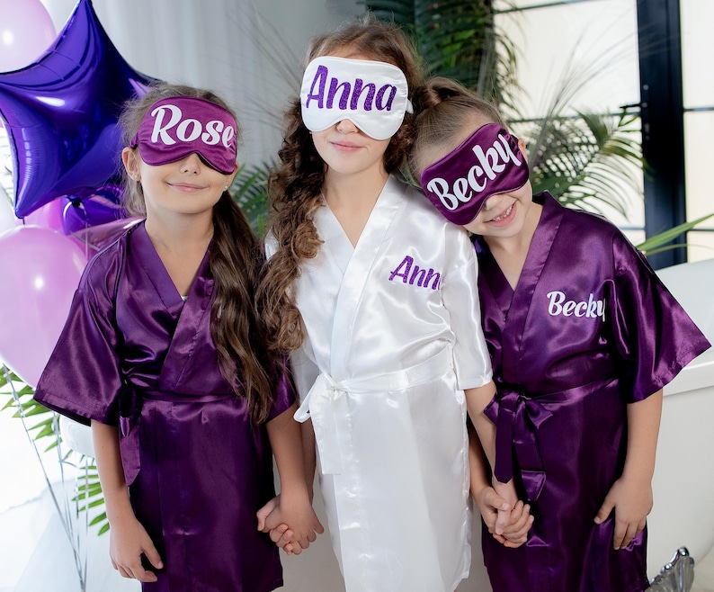 Personalized Satin Kids Robe: Spa Party, Flower Girl Robe - Etsy