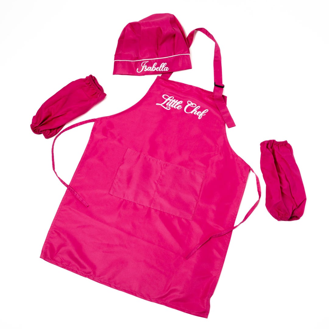 Personalized Kids Apron With Custom Name, Hot Pink Apron With Pockets ...