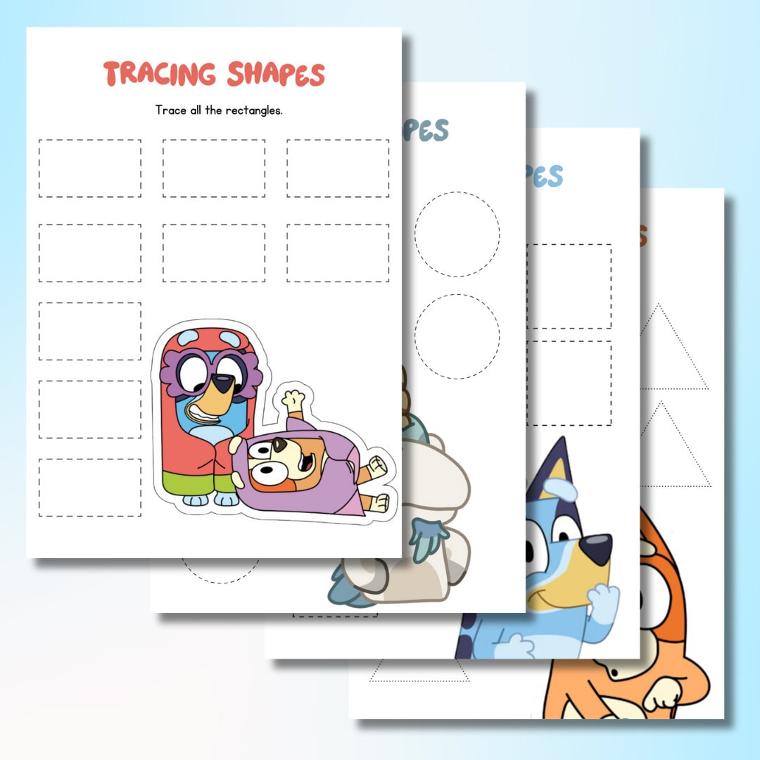 Bluey Bingo Unicorse Shape Tracing Worksheet Busy Book for Kids ...