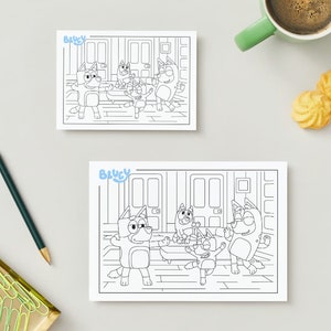 Bluey Characters Scene Coloring Worksheet Busy Book for Kids, Printable ...