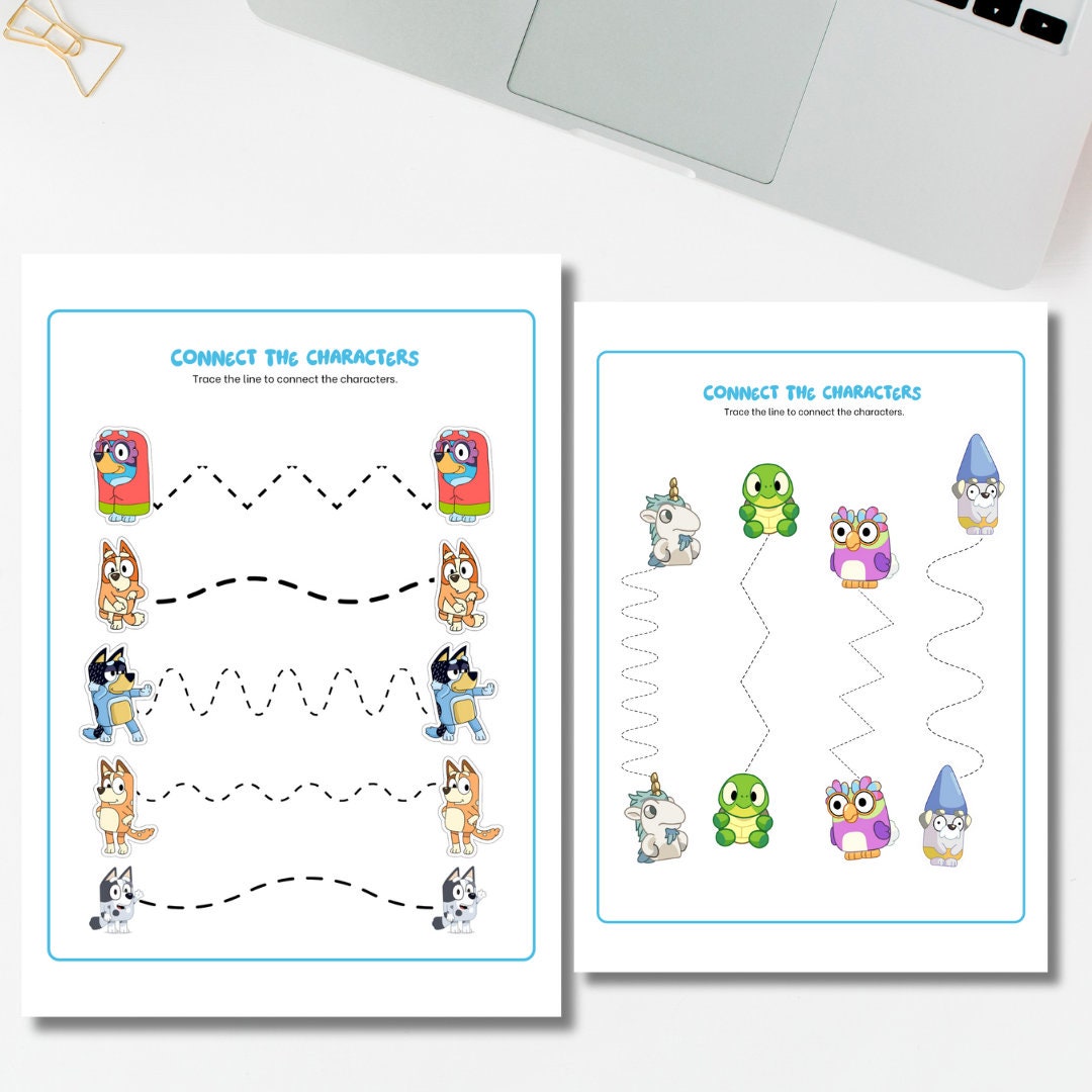 Bluey Characters Tracing Worksheet Busy Book for Kids, Printable ...