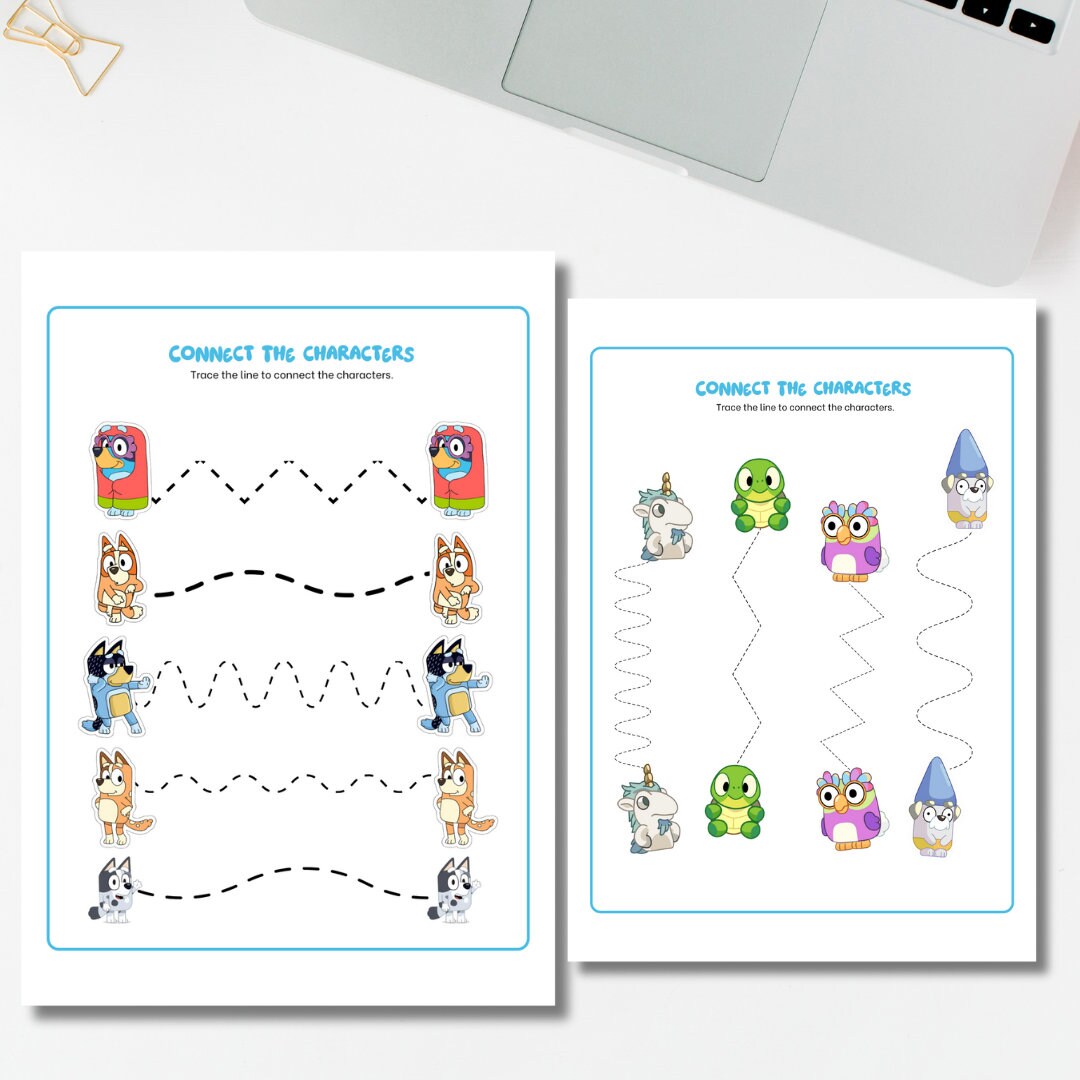 Bluey Characters Tracing Worksheet Busy Book for Kids, Printable ...