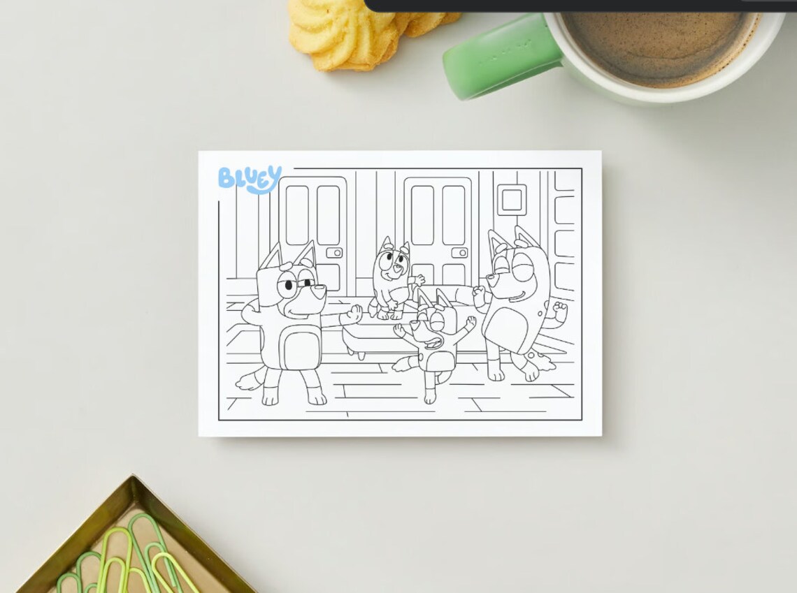 Bluey Characters Scene Coloring Worksheet Busy Book for Kids, Printable ...