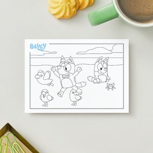 Bluey Characters Scene Coloring Worksheet Busy Book for Kids, Printable ...