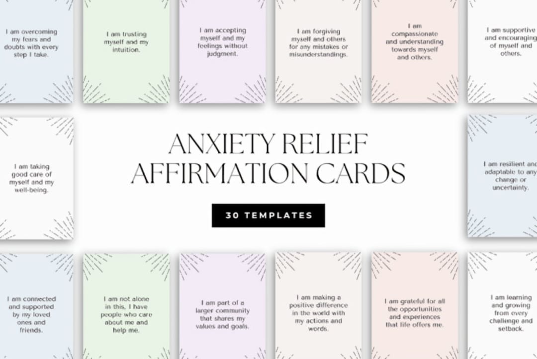 Affirmation Cards Printable Anxiety Cards Anxiety Relief Cards Digital ...