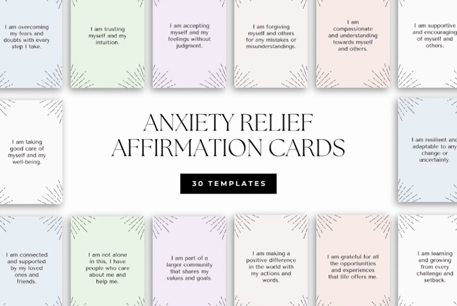 Affirmation Cards Printable Anxiety Cards Anxiety Relief Cards Digital ...