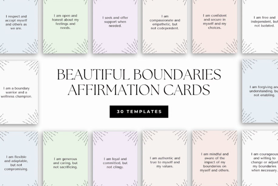 Boundaries Affirmation Cards, Say NO With Confidence, Positive Self Growth Affirmations, 30 ...