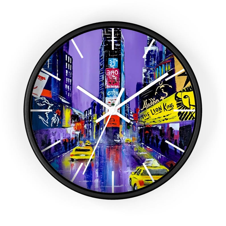Times Square Wooden Wall Clock, New York Cityscape Timepiece, Original ...