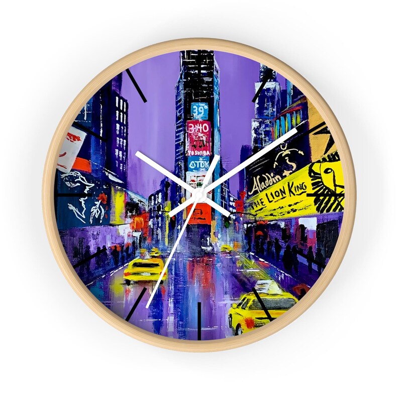 Times Square Wooden Wall Clock, New York Cityscape Timepiece, Original ...