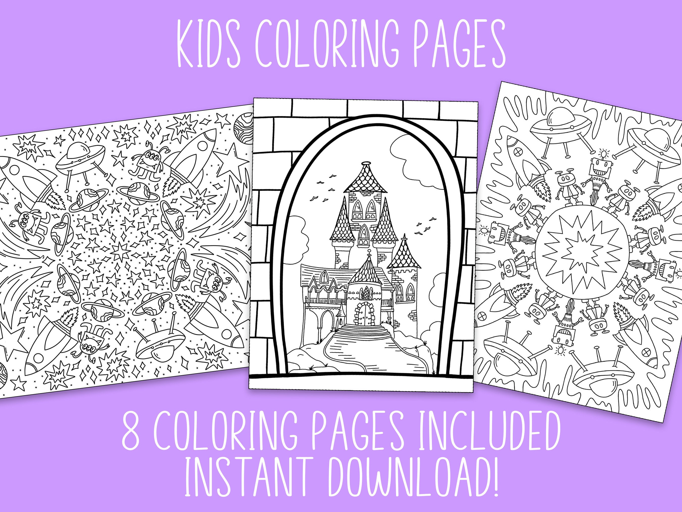Digital Coloring Sheets Digital File Instant Download Child Activity ...