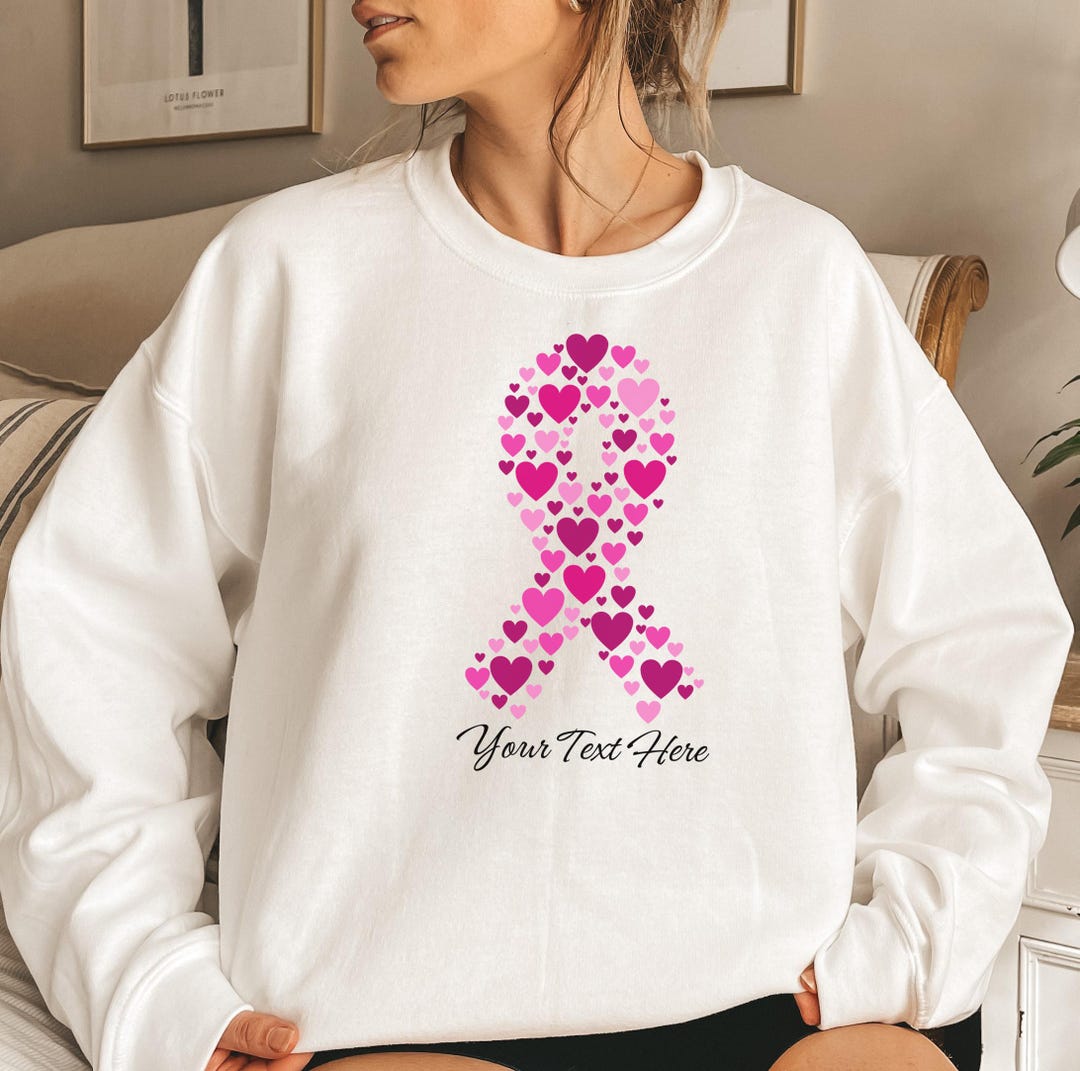 Personalized Breast Cancer Awareness Sweatshirt, Custom Pink Ribbon ...