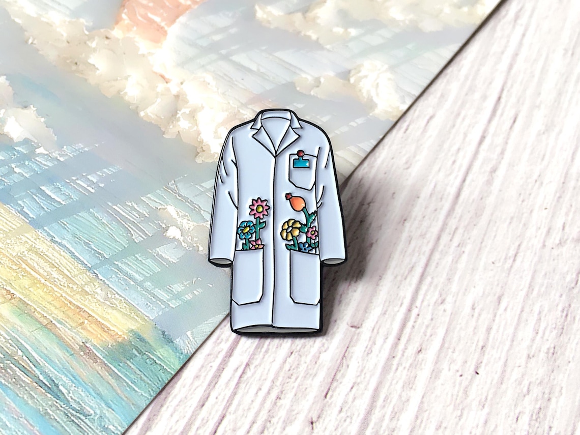 White Coat Science Lab Enamel Pin, Doctor Biologist Scientist Badge Pin ...