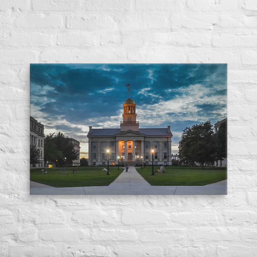 University of Iowa Hawkeyes Dusk Campus Canvas Wall Art Stretched and ...