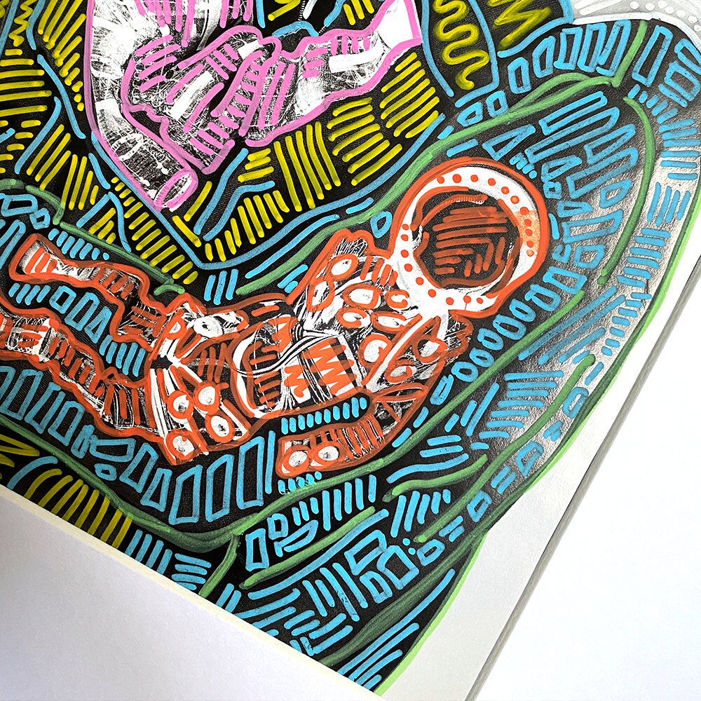 Lily & Cara Chanel Original Doodle Bomb Artwork A3 Mounted, One-of-a ...