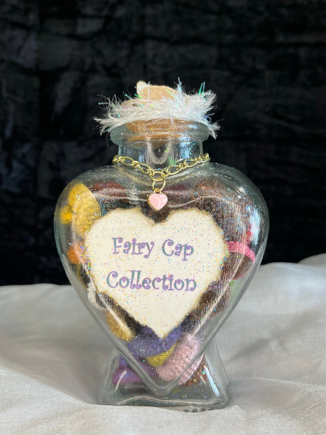 Fairy Cap Collection in Glass Heart Jar - Etsy
