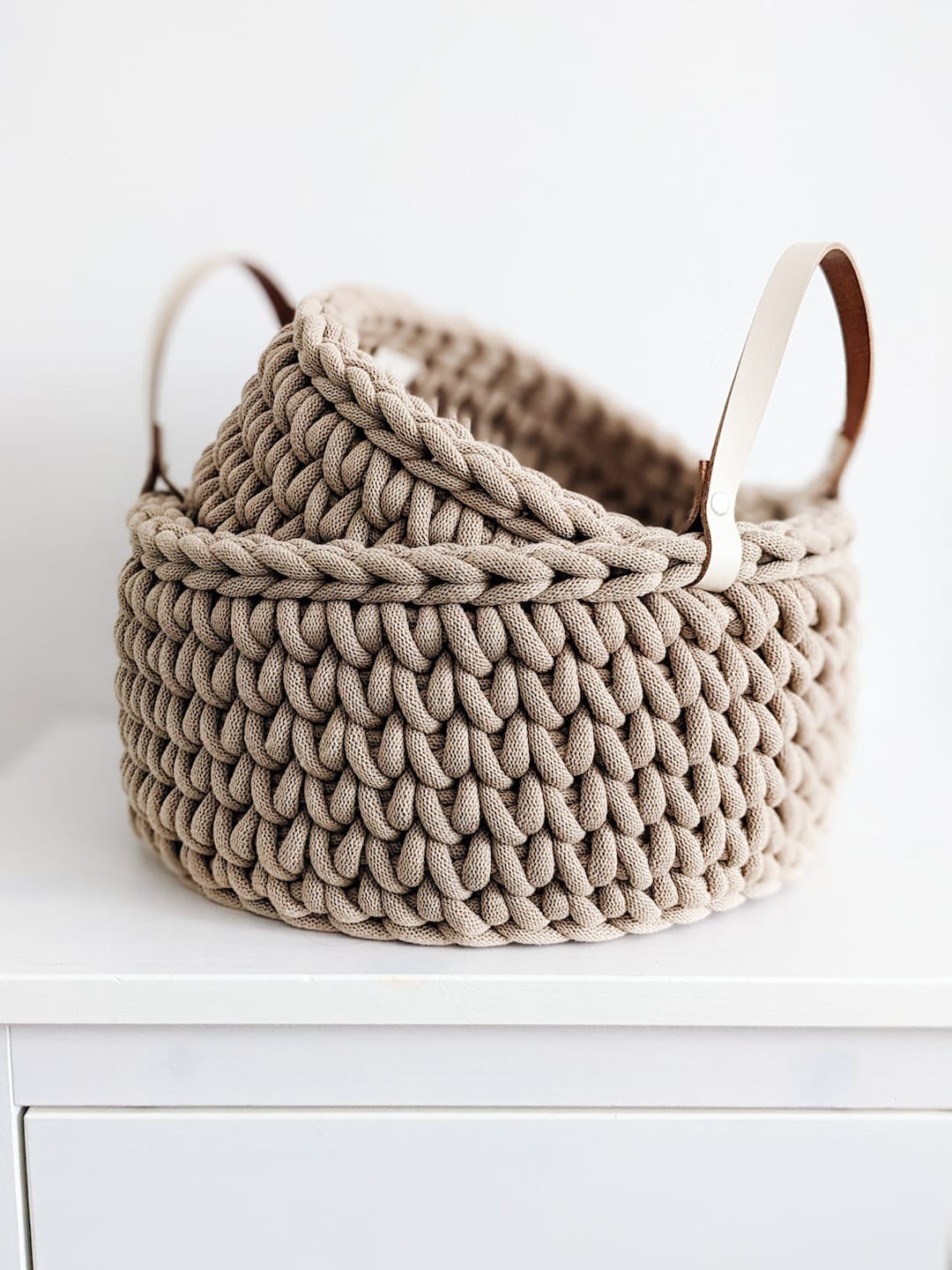 Boho Crochet Basket Organizer - Nursery Storage Solution, Crochet Round ...