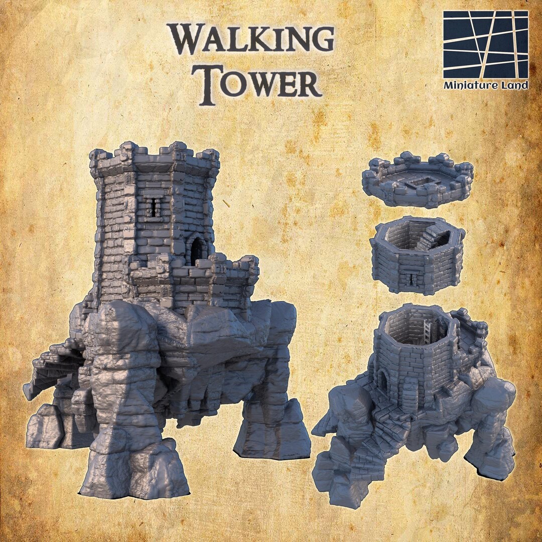 Walking Tower Print Dnd Scenery Dark Elf Fantasy Tabletop RPG Miniature ...