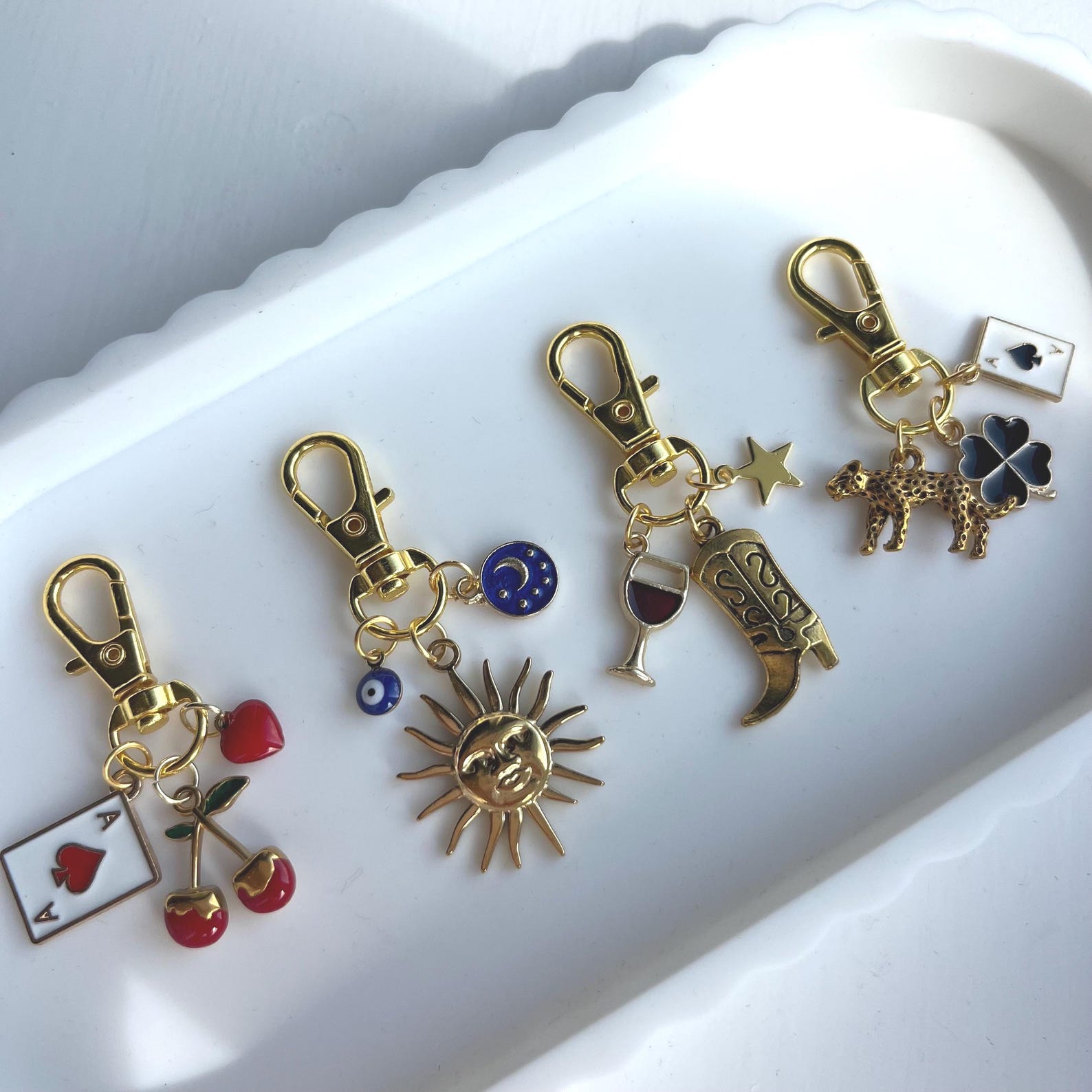 Build Your Own Charm Keyring Clip | Gold Jewellery | Custom | Multi ...