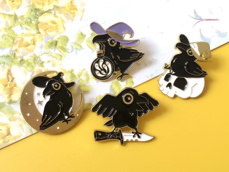 Lovely Little Crow Enamel Pin | Cute Pin Badge | Lapel Pin | Enamel Pin ...