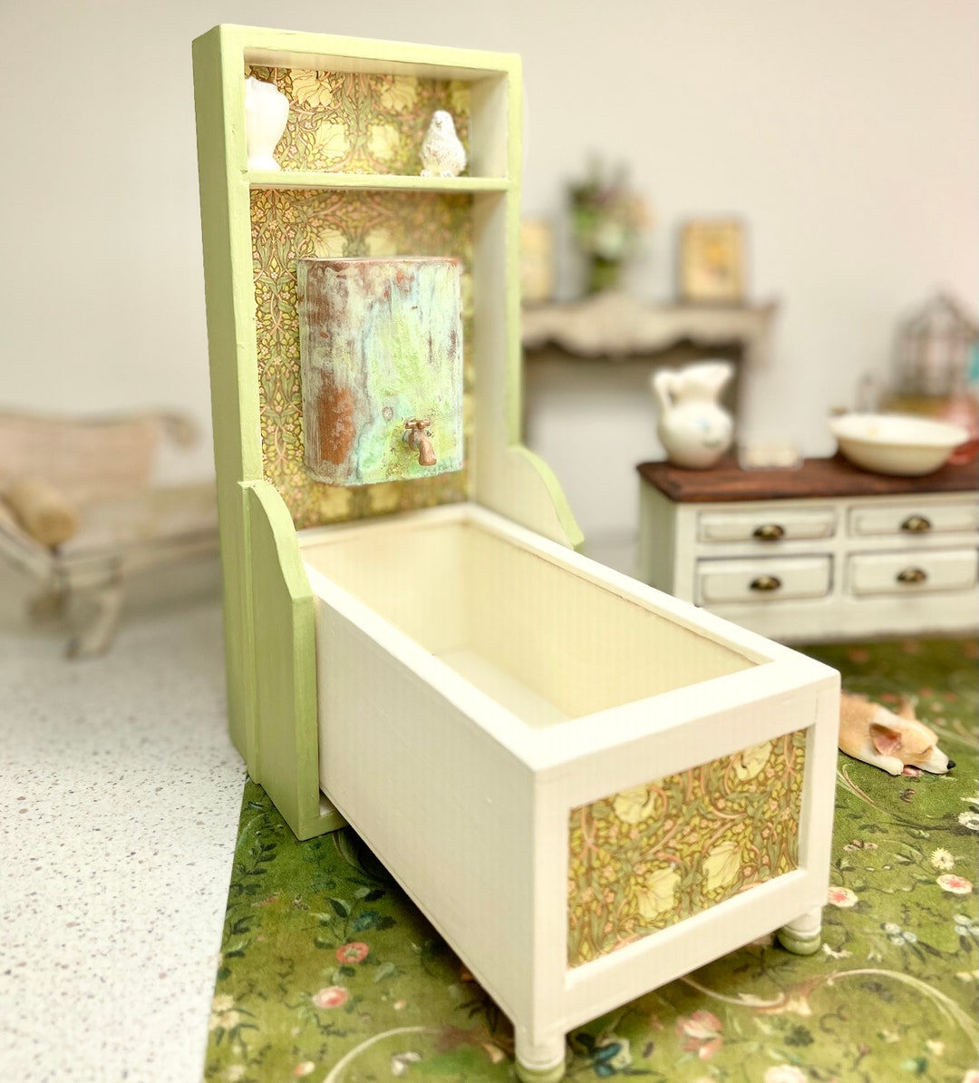 Rare Dollhouse Miniature Victorian Murphy Bathtub, Dollhouse Furniture ...