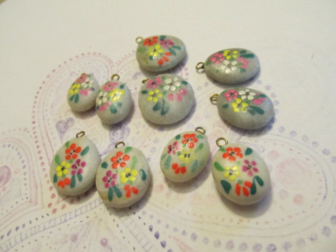 Vintage Hand Painted Rock Charms 10 Piece Lot - Etsy