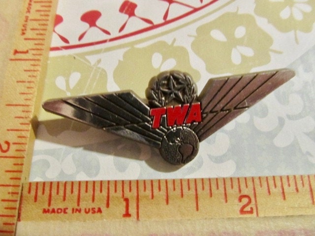 Vintage TWA Trans World Airlines Plastic Junior Pilot Wings Pin Marked ...