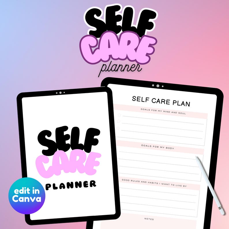 Digital Self Care Planner Self Care Planner Health Mindfulness Positive ...