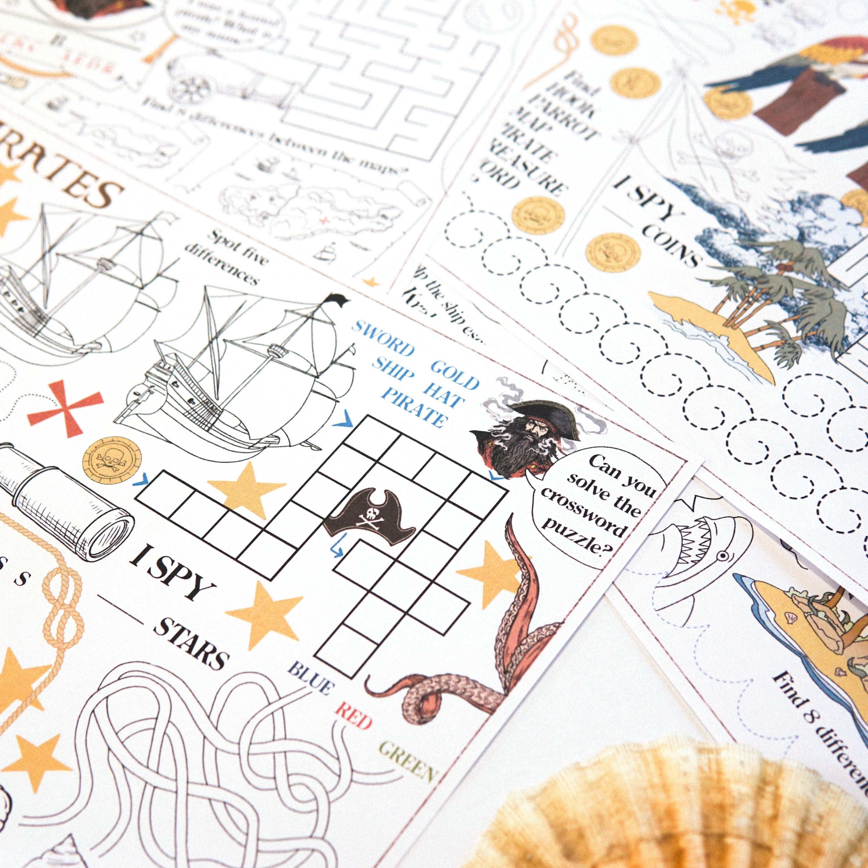 Pirate Activity Placemats | Printable Games, Coloring Pages (digital ...