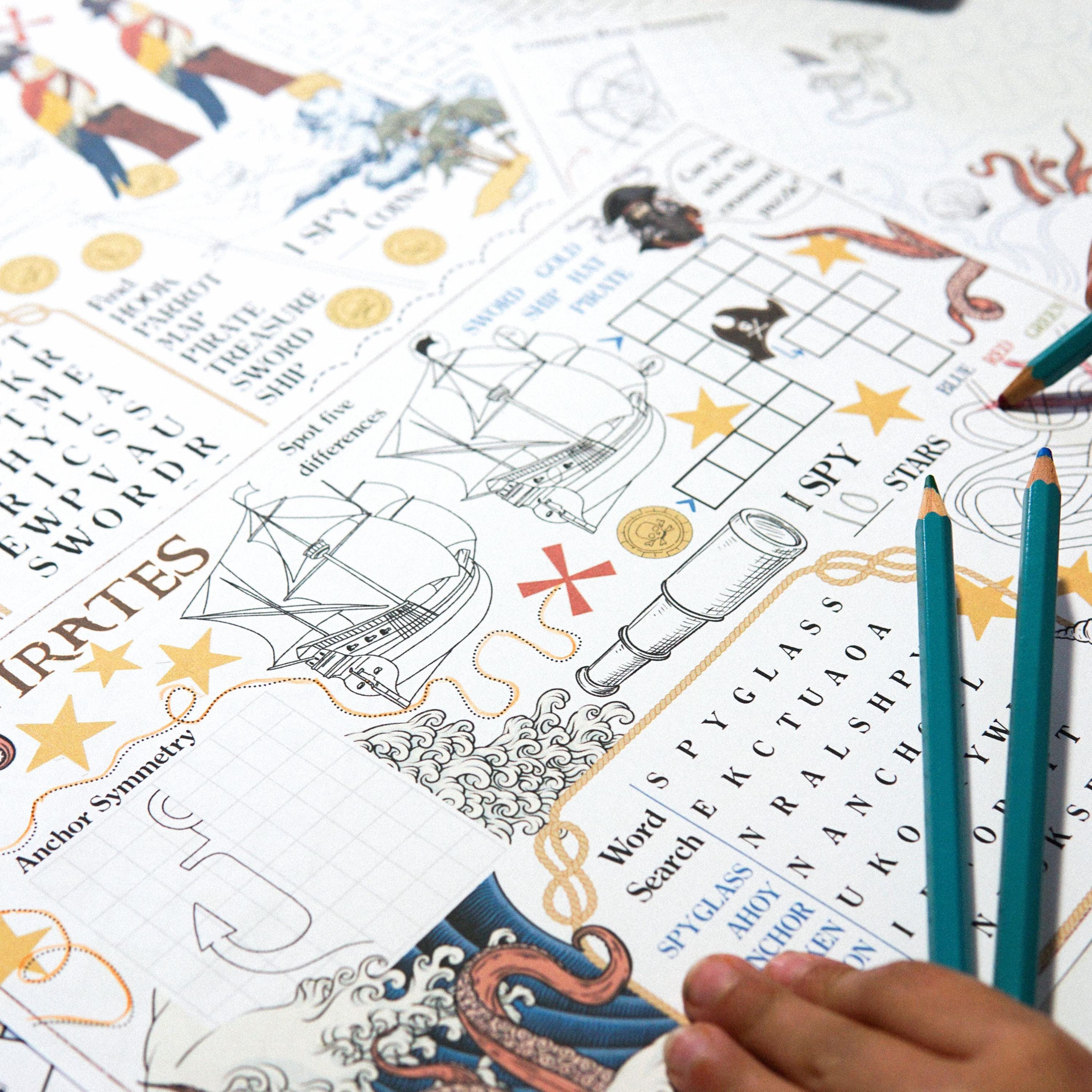 Pirate Activity Placemats | Printable Games, Coloring Pages (digital ...