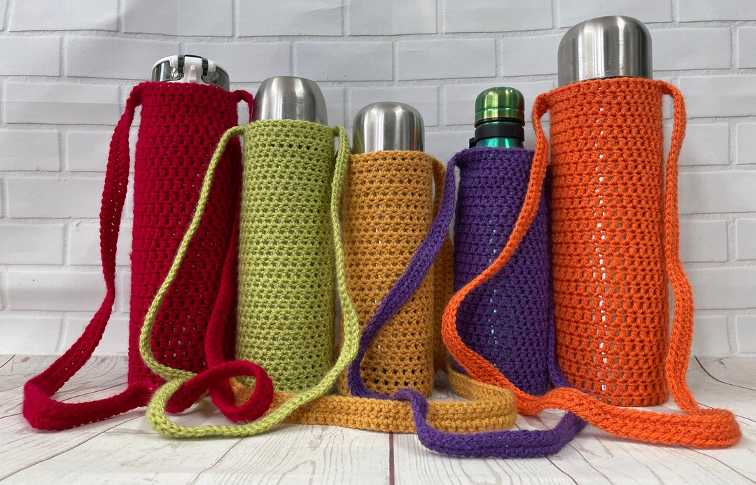 Handmade Crochet Water Bottle Flask Holder Acrylic - Etsy