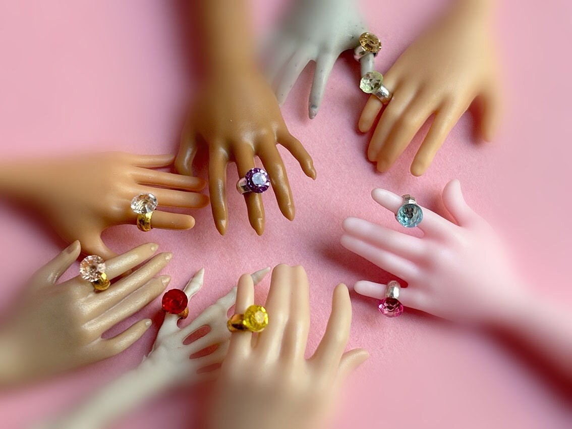 Realistic Diamond Ring for Fashion Doll Real Rings Fit for a Lot of 1/6 ...