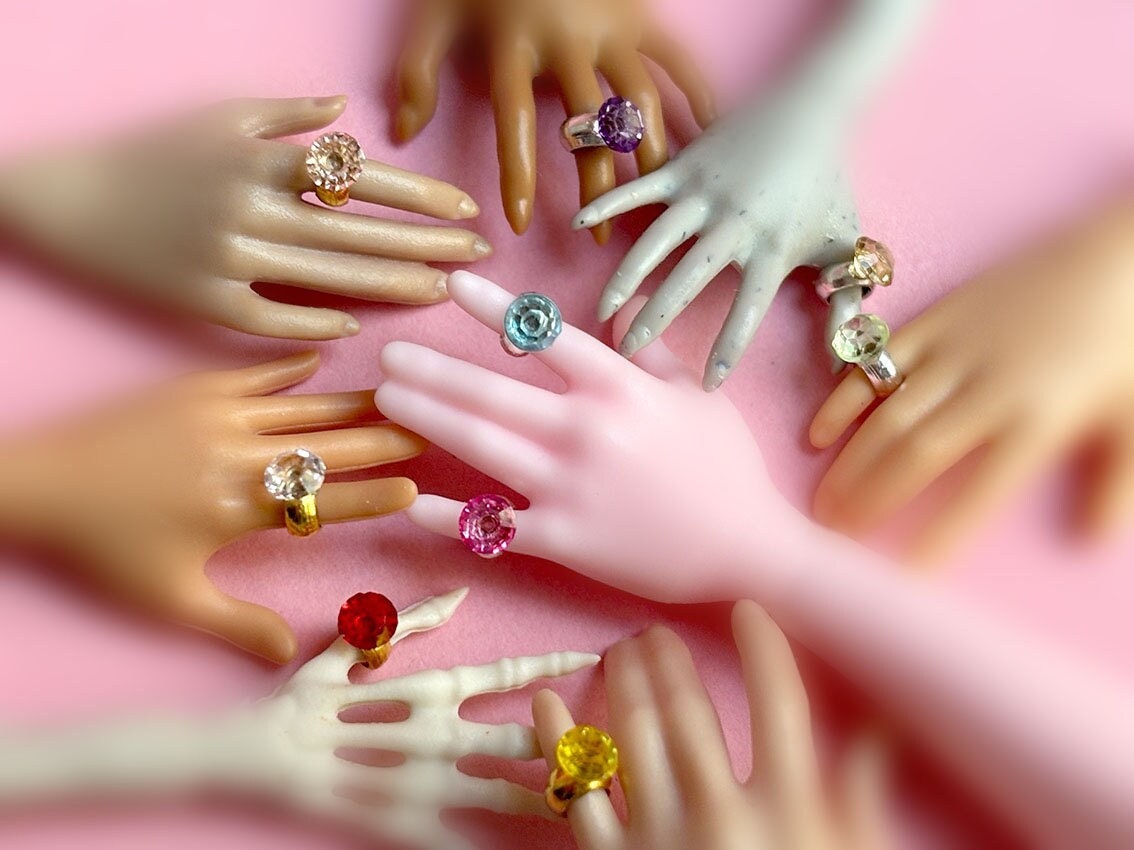 Realistic Diamond Ring for Fashion Doll Real Rings Fit for a Lot of 1/6 ...
