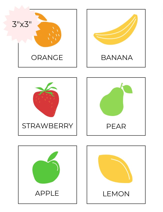 15 Fruit Flashcards, Montessori Flashcards, Pre-school Flashcards ...