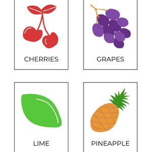 15 Fruit Flashcards, Montessori Flashcards, Pre-school Flashcards ...