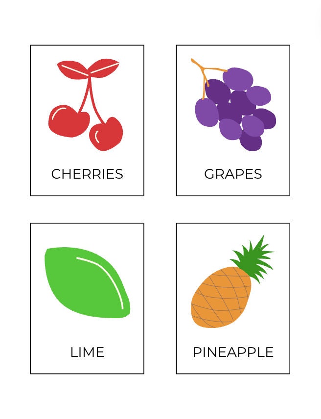 15 Fruit Flashcards, Montessori Flashcards, Pre-school Flashcards ...