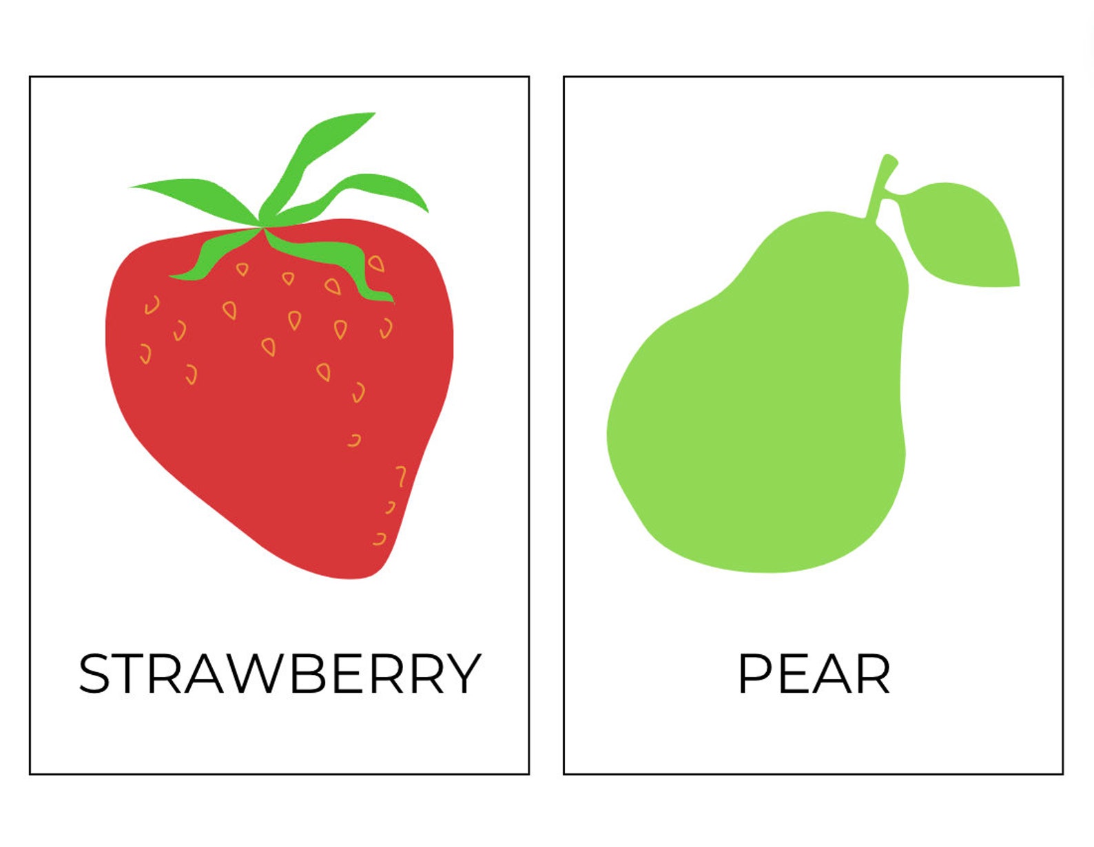 15 Fruit Flashcards, Montessori Flashcards, Pre-school Flashcards ...