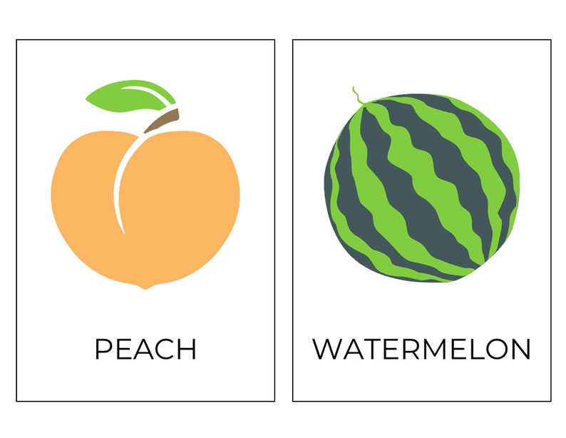 15 Fruit Flashcards, Montessori Flashcards, Pre-school Flashcards ...