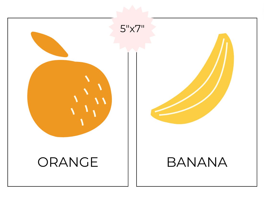 15 Fruit Flashcards, Montessori Flashcards, Pre-school Flashcards ...