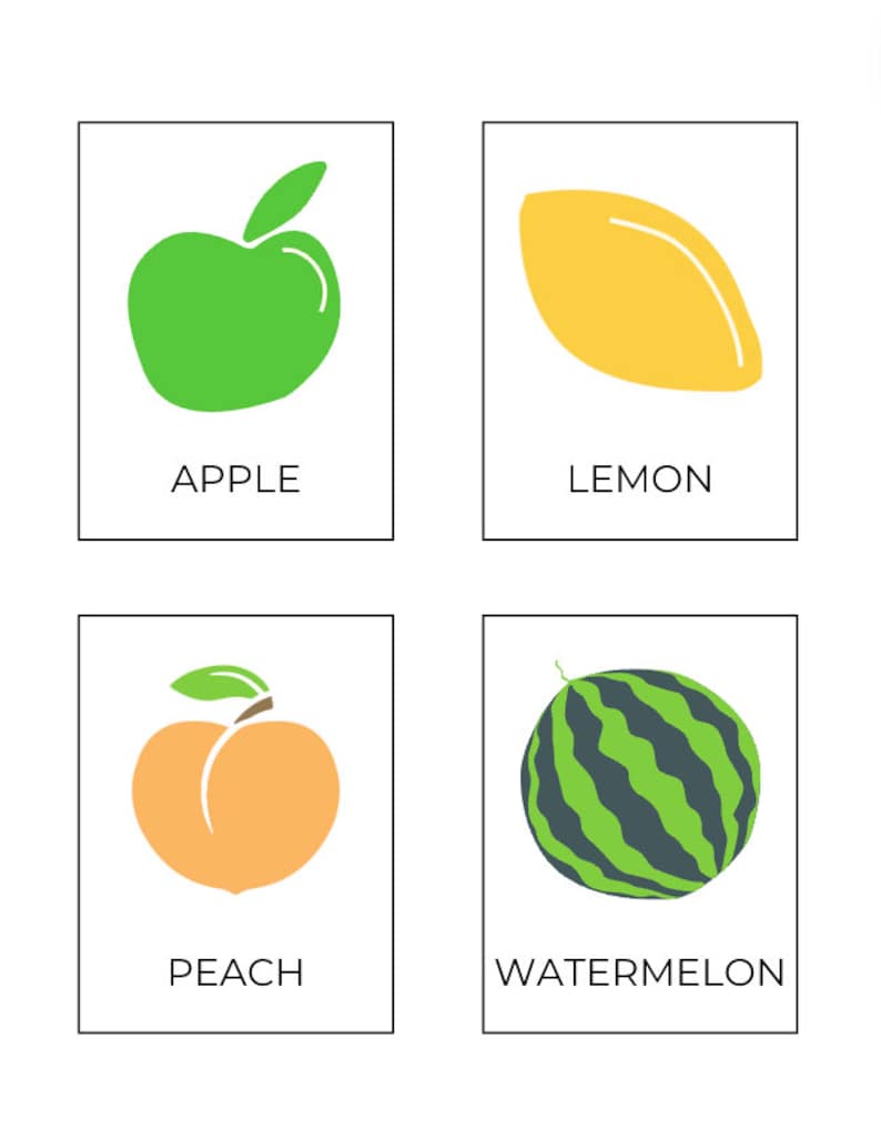 15 Fruit Flashcards, Montessori Flashcards, Pre-school Flashcards ...