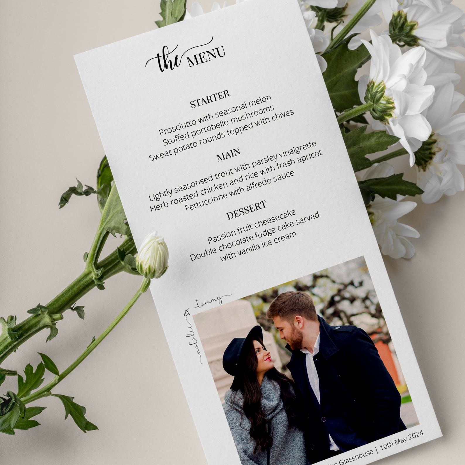 Printed Wedding Menu, Luxury Wedding Menu, Bride and Groom Photo Menu ...
