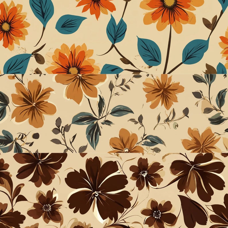 Retro Wildflower Paper -25 Digital Paper 12x12 300 DPI JPEGS - Etsy