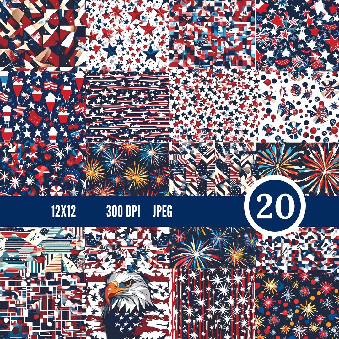 Americana Paper - 20 Digital Paper 12x12 300 DPI JPEGS - Etsy