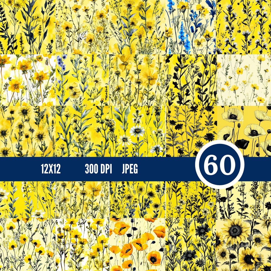 Yellow Wildflower Paper -60 Digital Paper 12x12 300 DPI JPEGS - Etsy